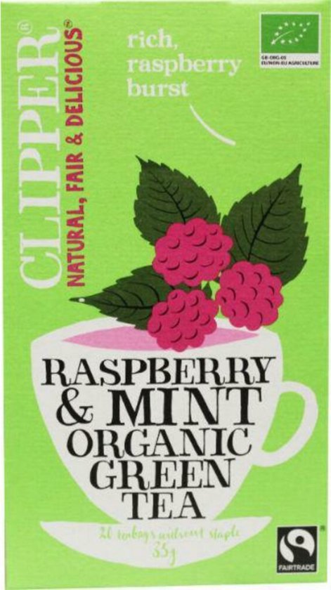 Clipper - Organic green tea raspberry-mint - 20 zakjes | bol