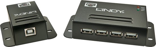 LINDY USB 2.0 4 Port CAT.5/6 Extender With Power Over CAT.5/6 - USB ...
