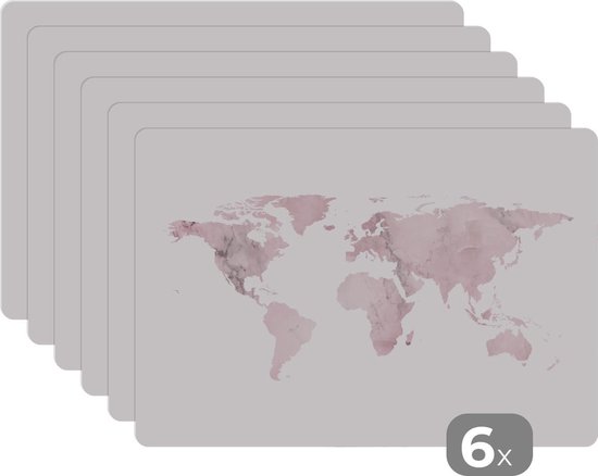 Placemat - Placemats kunststof - Wereldkaart - Roze - Marmer - 45x30 cm ... Placemat - Placemats kunststof - Wereldkaart - Roze - Marmer - 45x30 cm ...