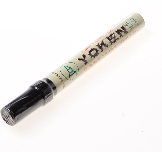 Yoken Permanent Marker - Zwart - Sneldrogend en watervast | bol