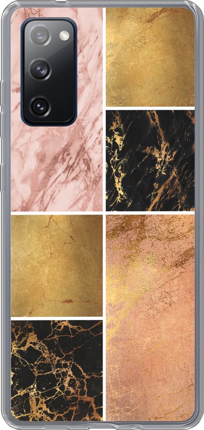 Telefoonhoesje Geschikt voor Samsung Galaxy S20 FE hoesje - Marmer print - Rosé - Goud... | bol