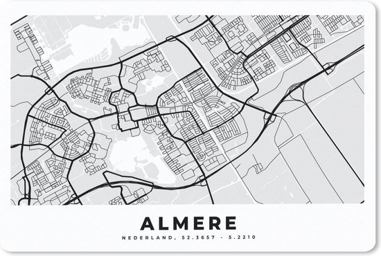 Bureau onderlegger 60x40 cm - Muismat Plattegrond - Almere - Nederland ...