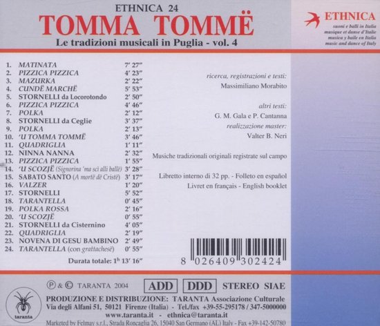 Various Artists - Tomma Tomme - Musiche E Balli Dalla Murgia Dei Trulli ...