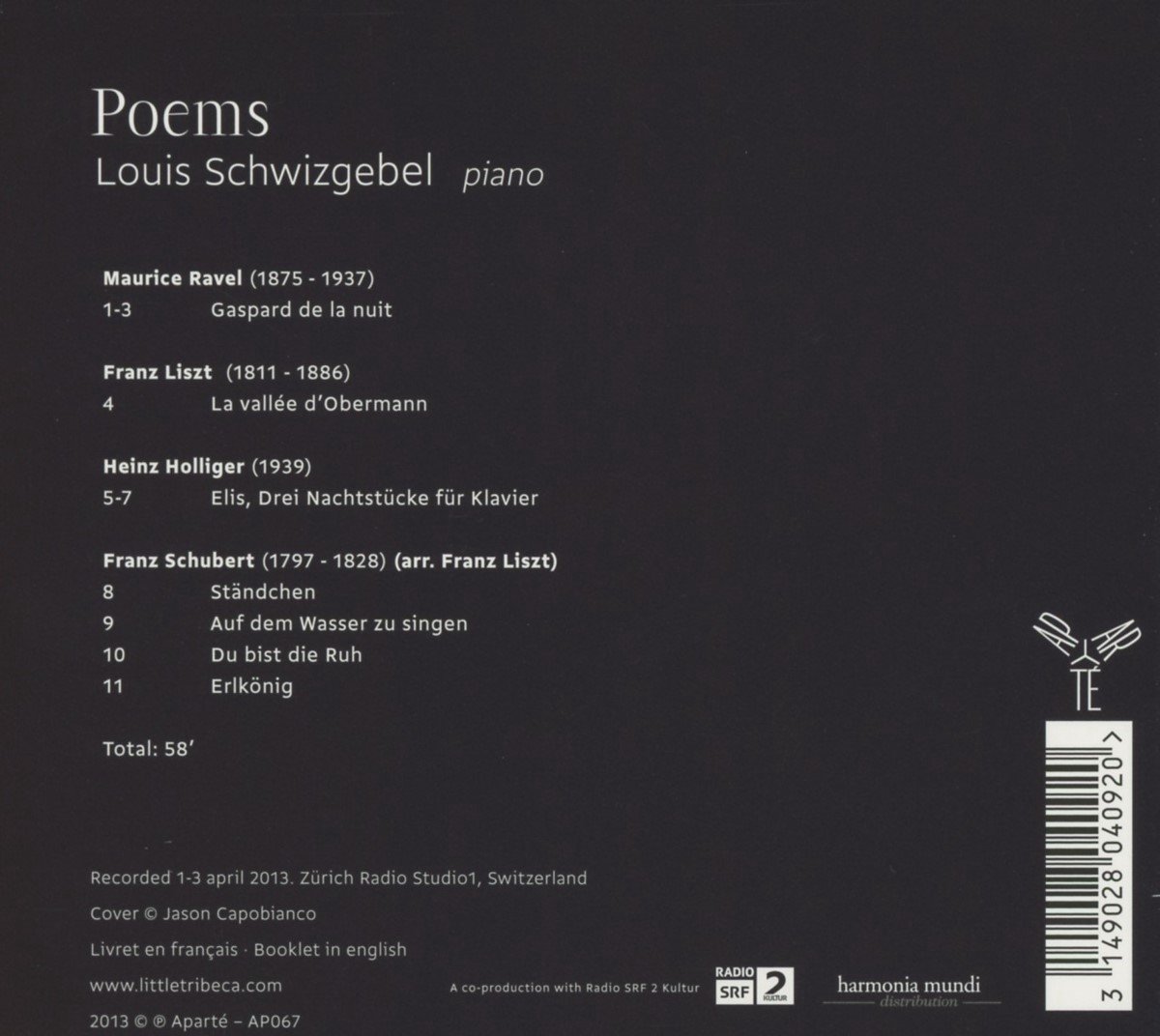 Louis Schwizgebel - Poems (CD), Elsner | CD (album) | Muziek | bol.com