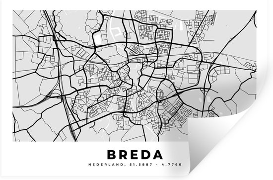 Muurstickers - Sticker Folie - Stadskaart - Breda - Nederland - 60x40 ...