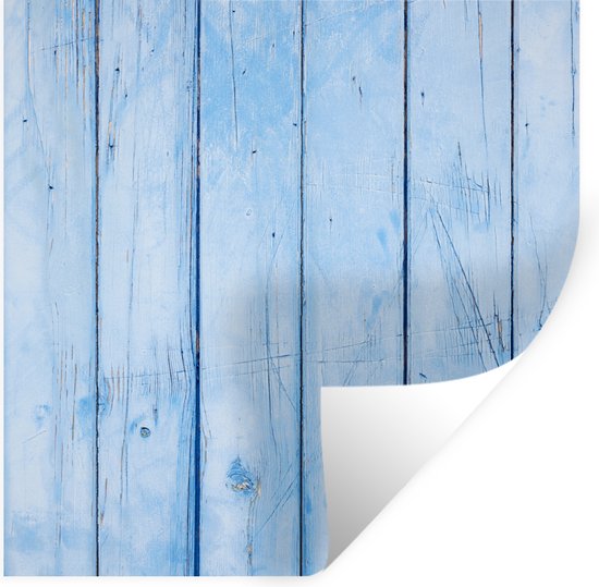 Muurstickers - Sticker Folie - Blauwe muur met een planken structuur ...