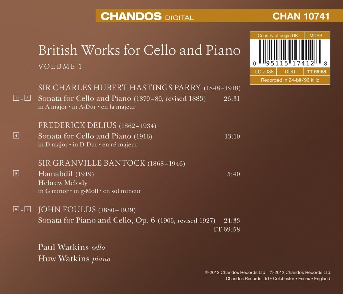 Paul Watkins & Huw Watkins - British Works For Cello And Piano Vol.1 ...