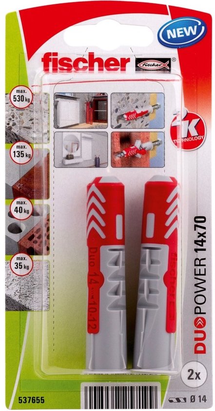 Fischer Plug Duopower - 14x70mm (Per 2 stuks) | bol