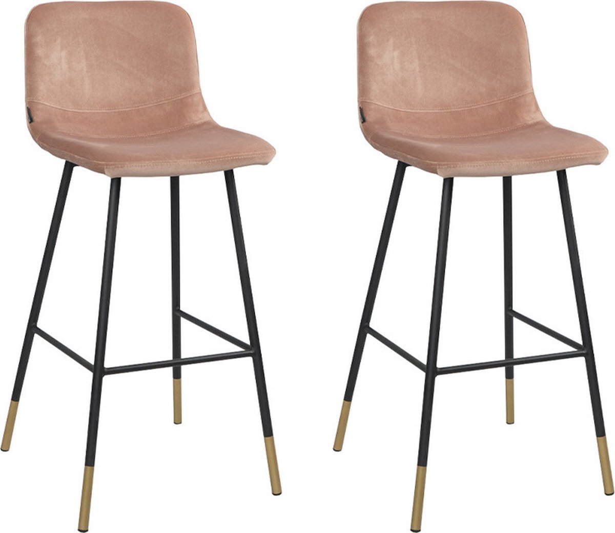 Bronx71® Velvet barkruk Mikky roze 68 - 79 cm - Barkrukken set van 2 | bol