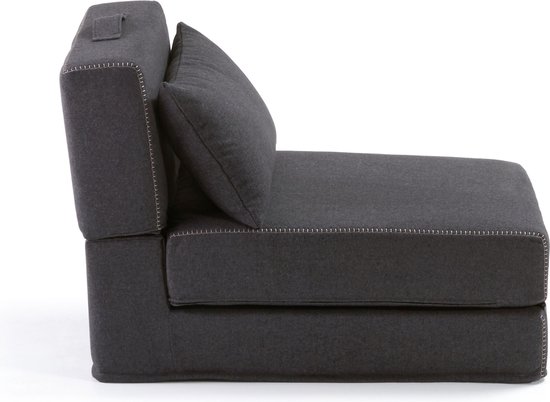 Kave Home - Arty poefbed in donkergrijs 70 x 89 (200) cm | bol