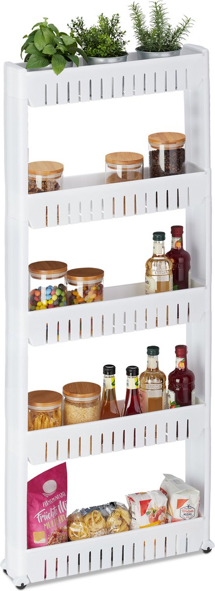 Relaxdays keukentrolley smal - opbergrek op wielen - badkamerrek ...