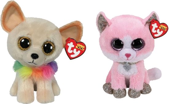 Ty - Knuffel - Beanie Boo's - Chewey Chihuahua & Fiona Pink Cat | bol.com