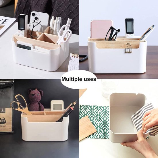 Desk Organiser 5 Compartments Wooden Desktop Organiser Multifunctional ...