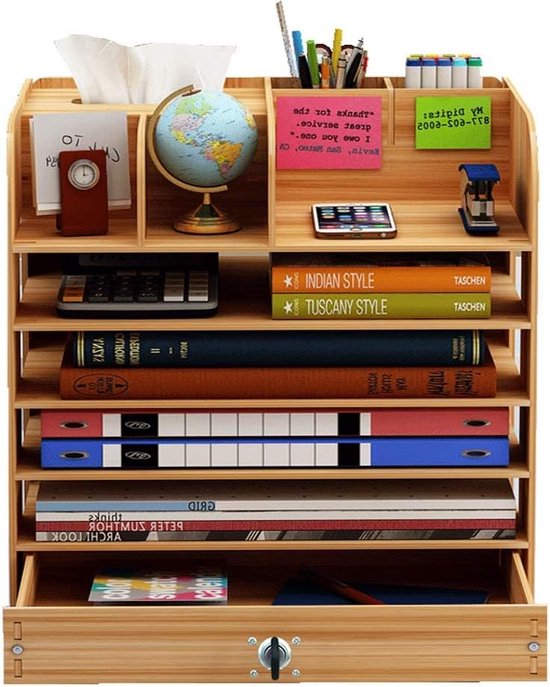 Multifunctionele houten bureau-organizer + handdoekhouder ...