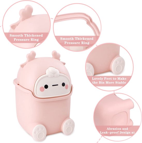 Mini Desktop Trash Can Cute Table Trash Can with Push Lid Waste Bin ...