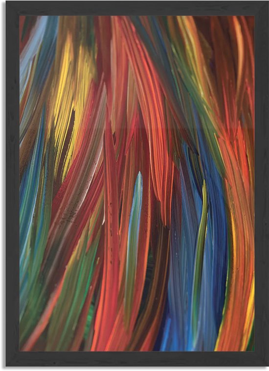 Poster Geschilderde Strepen Kleurrijk Rechthoek Verticaal Met Lijst XL (50 X 70 CM) -... | bol