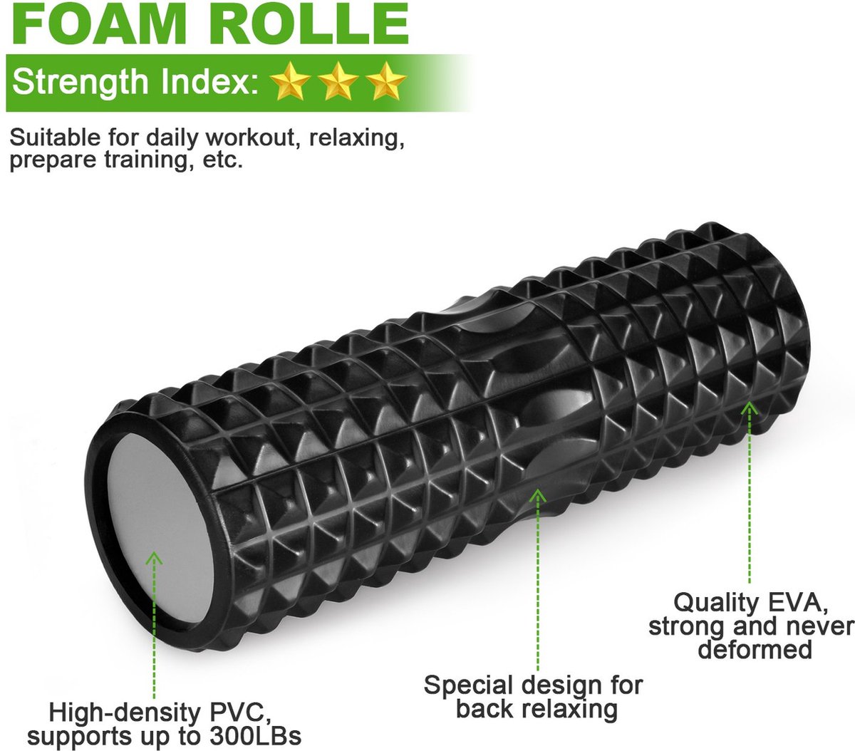 Fascia Roller Foam Roll Set, 5-in-1, met Roller Stick en Fascia Ballen ...