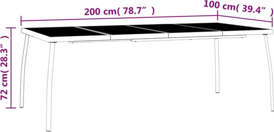 Tuintafel 200x100x72 cm staalgaas antracietkleurig | bol