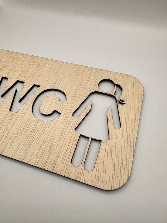 WC bordje - Bordje voor op de wc deur - naturel hout - man/vrouw ...