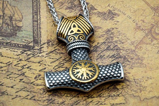 [Two Ravens] Thor Hamer Ketting - Viking Ketting met Hanger - Helm of ...