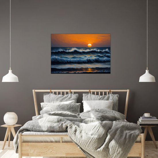De Muurdecoratie - Schilderij zonsondergang op zee 70x50 cm - Schilderij natuur -... | bol