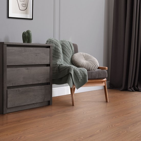 Deluxe PVC klevende vinyl vloerbedekking voor 2,3 m² rode eik bruin 2 ...