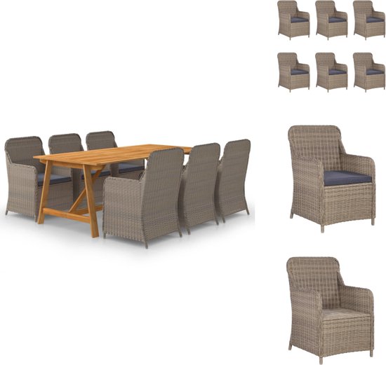 vidaXL Tuinset - Tuinsets - Eetset - Eetsets - 7-delige Tuinset bruin | bol
