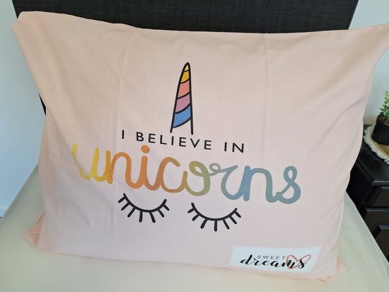 Dekbed zonder overtrek plus kussensloop - Pink - Unicorn Rainbow ...