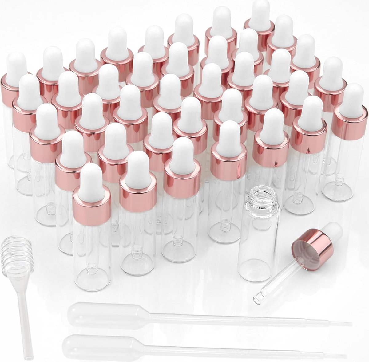 Mini pipetfles, 40 stuks, druppelfles, glazen fles met pipet, 5 ml ...