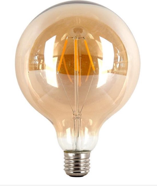 LED Filament G125 E27 4W Amber Dimbaar | bol.com