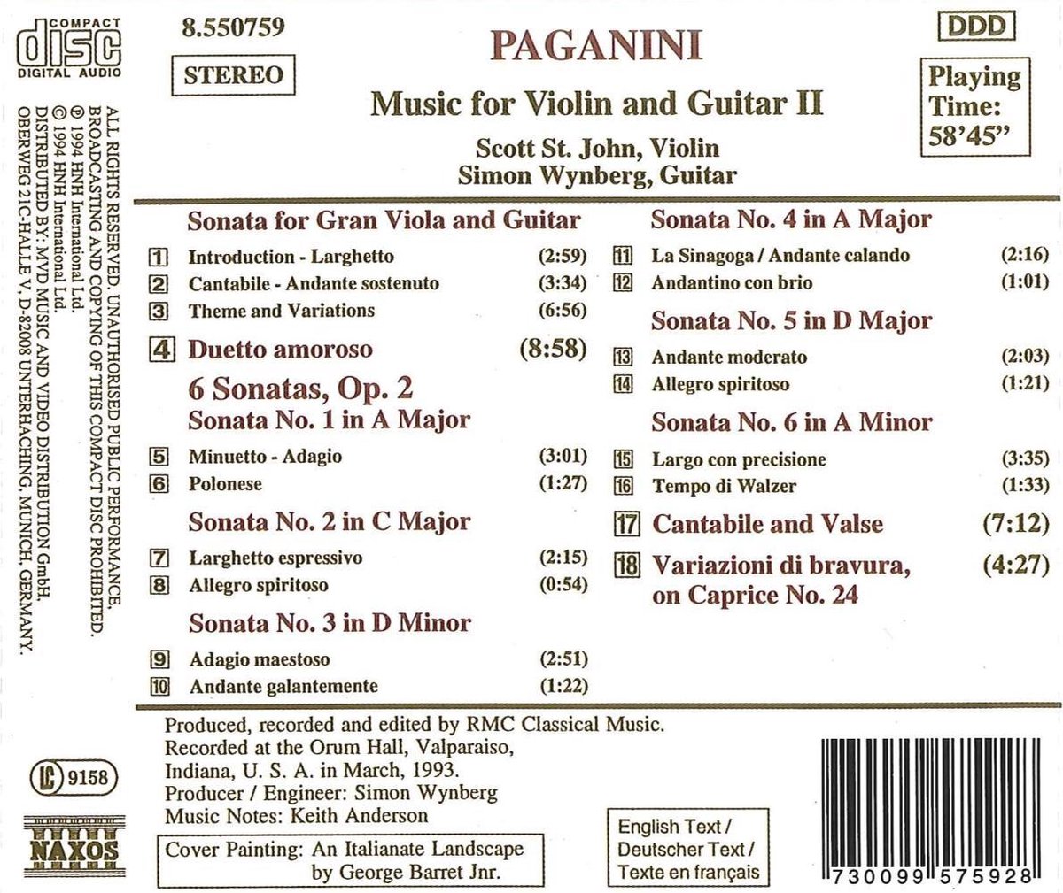 Scott St.John & Simon Wynberg - Paganini: Music For Violin & Guitar 2 ...