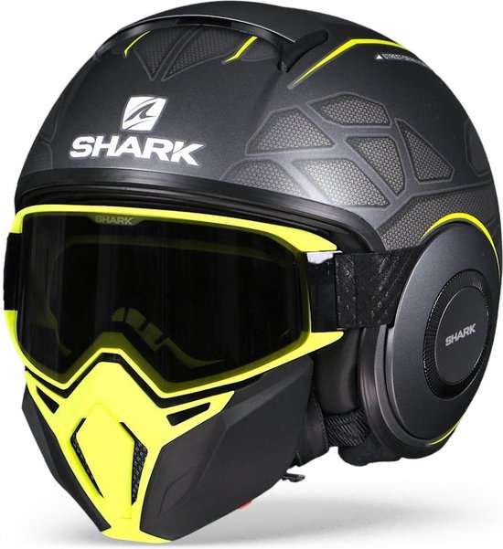 Shark Street Drak Hurok Ayk Mat Antraciet Geel Zwart Jethelm ...