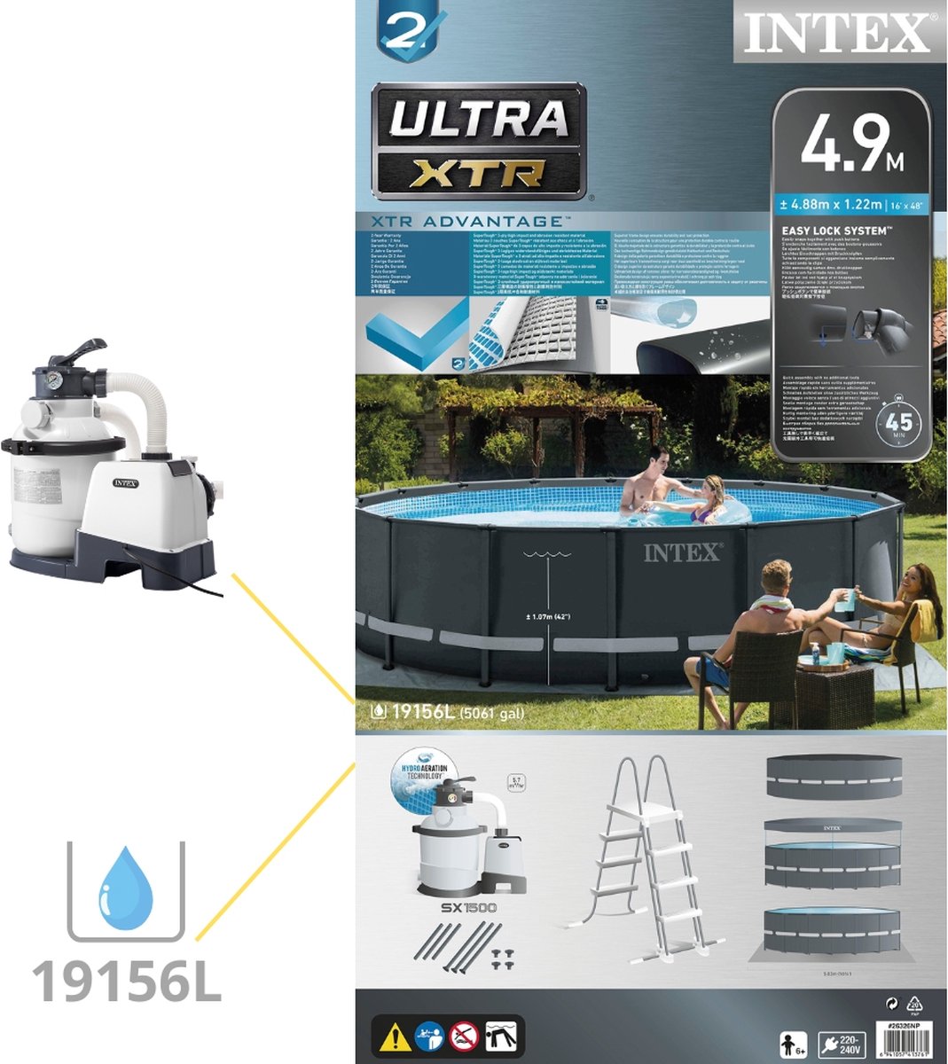 Intex Ultra XTR Frame Piscine - Piscine Hors Sol - 488x122 cm - Avec ...