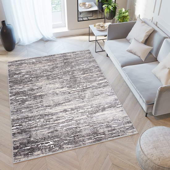 Tapiso Nil Vloerkleed Grijs Lijnen Modern Tapijt Maat- 140x200 | bol.com