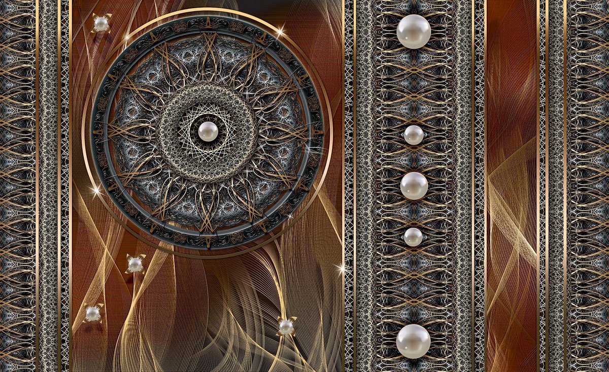 Fotobehang - Vlies Behang - Mandala en Parels - Ornament - Kunst - 208 ...