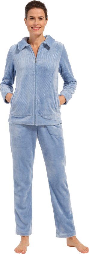 Pastunette - Dames Huispak Isabella - Licht Blauw - Fleece - Maat 48 | bol