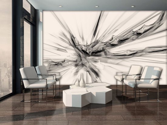 Fotobehang - Vlies Behang - Vuurstorm zwart-wit - Kunst - Abstract ...