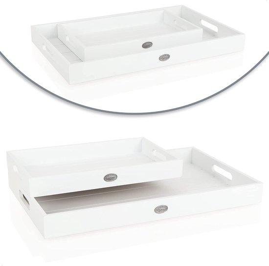 com-four® 2-delige houten dienbladenset - houten dienblad in 2 maten ...