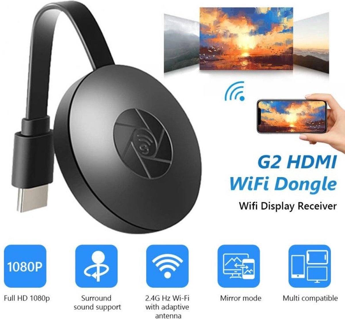 Mewave | Media streamer | Smart HDMI dongle | Full HD | 2.4G 4K 1080P ...