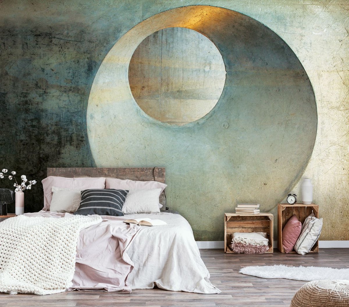 Fotobehang - Vlies Behang - Beton Cirkels - 416 x 290 cm | bol