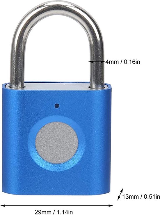 Elink Smart Mini-Hangslot Met Vingerafdruk - Blauw | bol