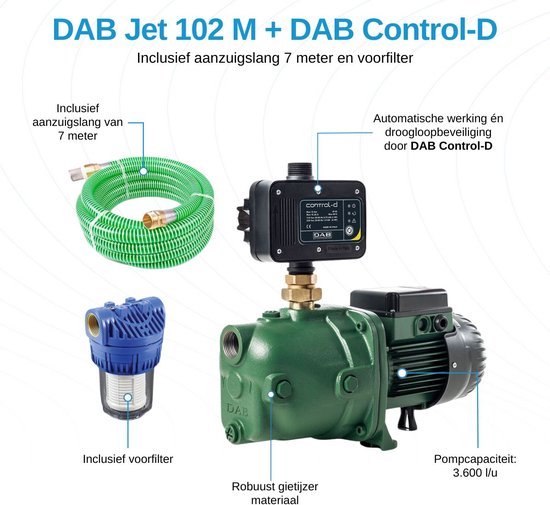 DAB Jet 102 M + DAB Control-D - Pompbesturing - Droogloopbeveiligingssysteem -... | bol