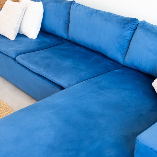 Dimehouse Hoekbank Davina velvet blauw rechts - Stof - Industrieel ...
