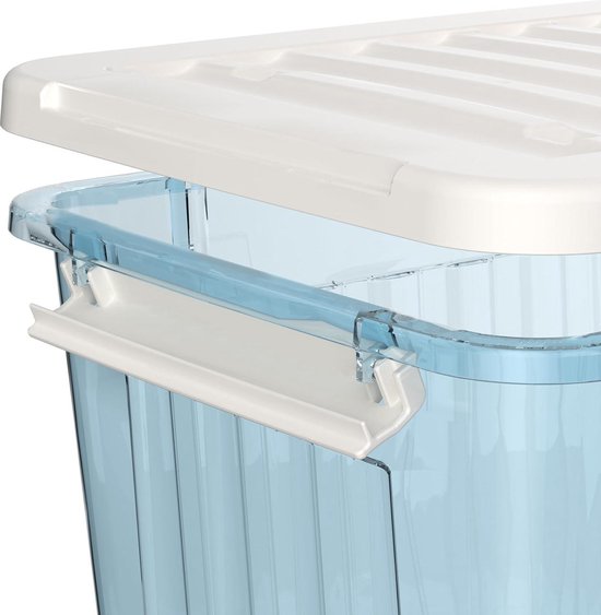 80L x 3 opbergdozen met wielen - plastic opbergdoos met deksel ...