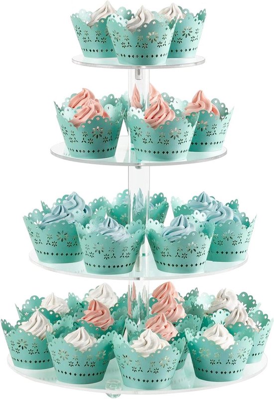 4 Tier Clear Acryl Cupcake Houder Display Stand - Dessert Toren Rack ...