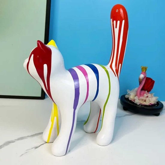 Kat Design Beeld - Katten Standbeeld - Kunstwerk - Kunst - Graffiti ...