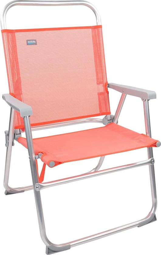 Inklapbare strandstoel koraal - Hoog draagvermogen 100 kg - Opvouwbaar ...
