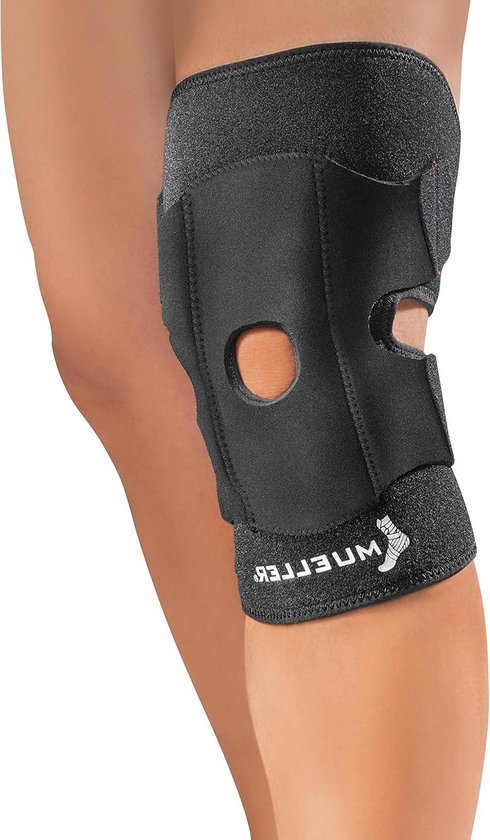 Verstelbare kniebandage - eenheidsmaat - open knieschijf - zwart - maat ...