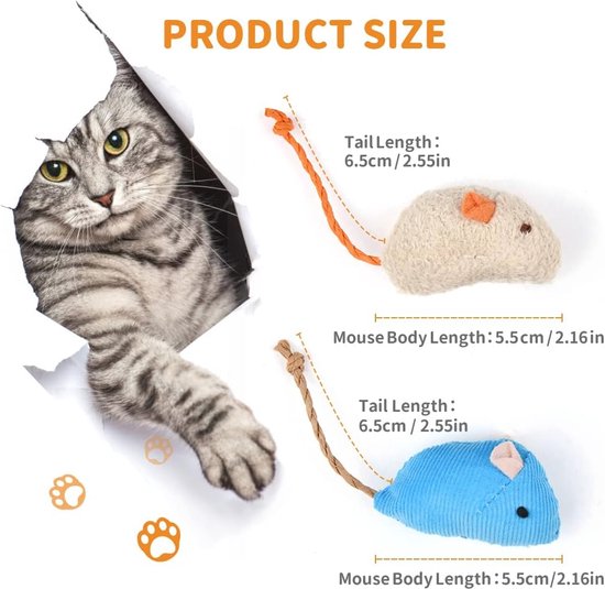 Interactief Katten speelgoed set - 9-pack muizen met kattenkruid voor ...