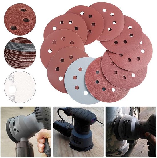 100 stuks 8 gaten 125mm rond schuurpapier - excentrische schuurmachines ...